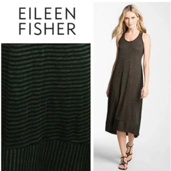 Eileen Fisher | Dresses | Eileen Fisher Linen Beachy Stripe Racerback ...